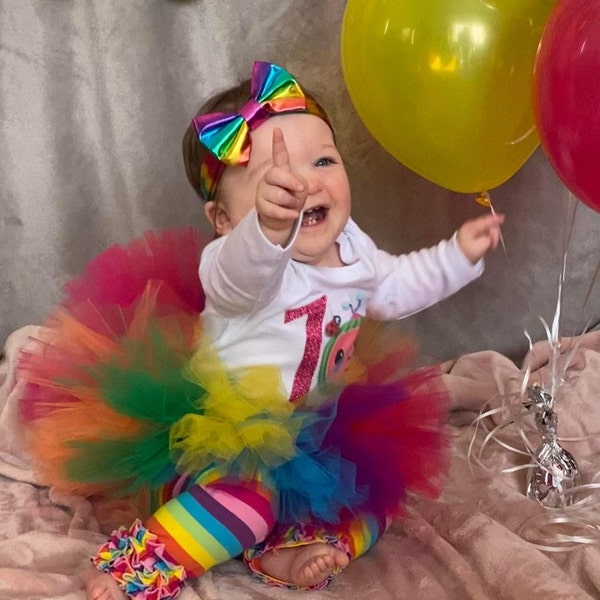 Rainbow Ruffle Pants - Girls Rainbow Ruffle Bottoms - Bright Fun Summer ...