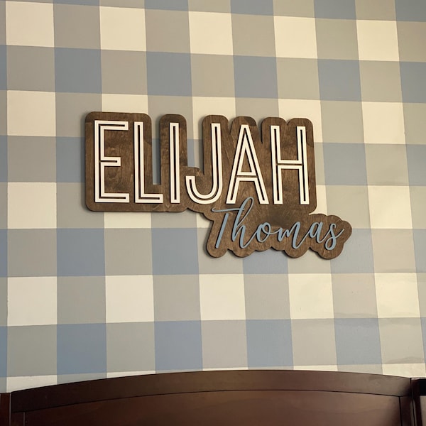 Personalized 3D Nursery Baby Name Sign Custom Wood Name Plaque ...