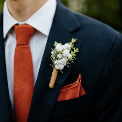 LEO: Terracotta Mens Tie, Rustic Wedding, Mens Pocket Square, Mens Gift ...