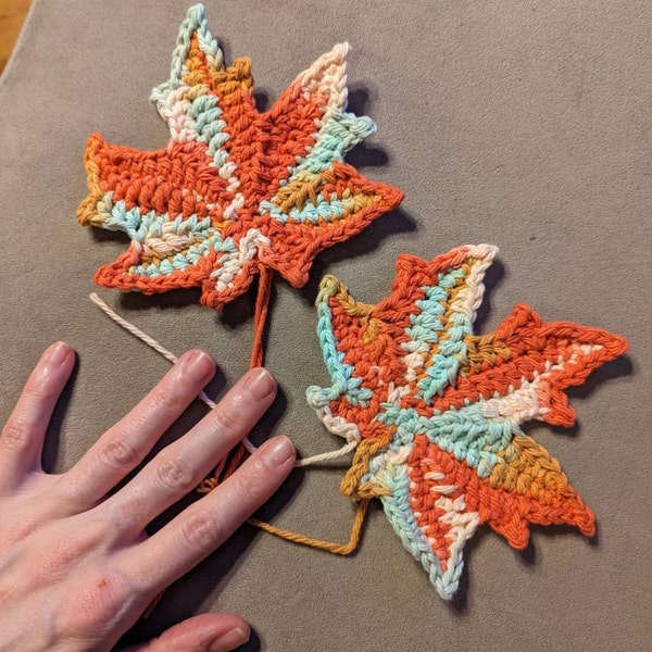 Crochet Autumn Leaves, Fall Leaves, Small Maple Leaf Crochet Pattern ...