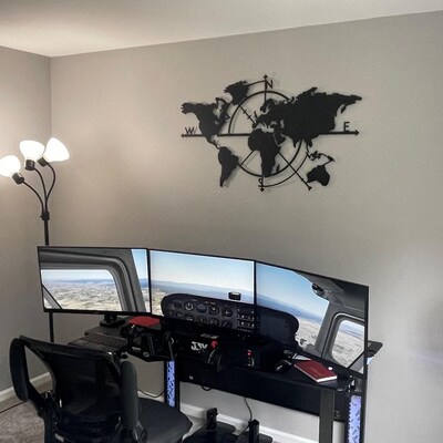 Metal World Map Compass, Metal Wall Decor, Art Work, World Map Wall Art ...