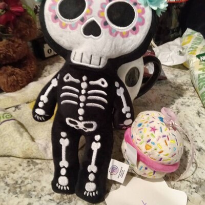 12 Pumpkin Head Skeleton Plushie. Halloween Spooky Cute Goth Skull ...