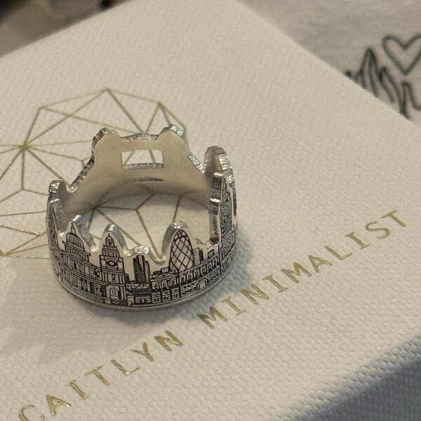 Your City Ring • Any Cityscape Ring • Travel Ring • Custom Silver Ring ...