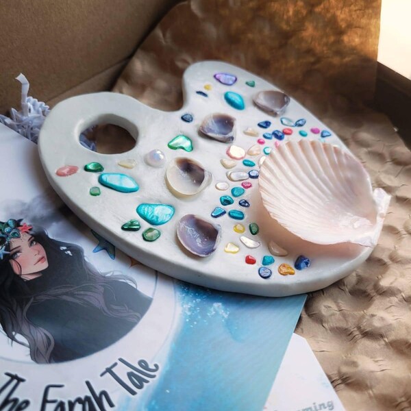 Seashell Paint Palette for Watercolor, Mermaid Art Palette, Mosaic ...
