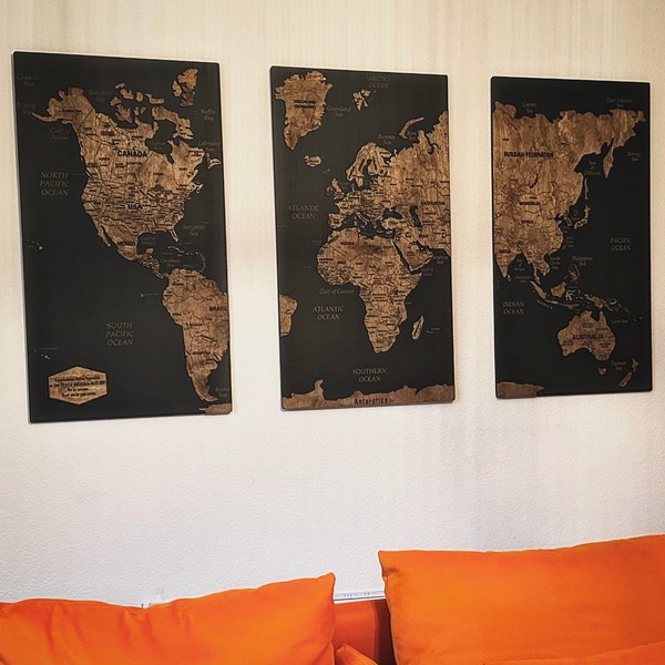 World Map Push Pin Wall Art With FREE Pins, Cork World Map Board ...