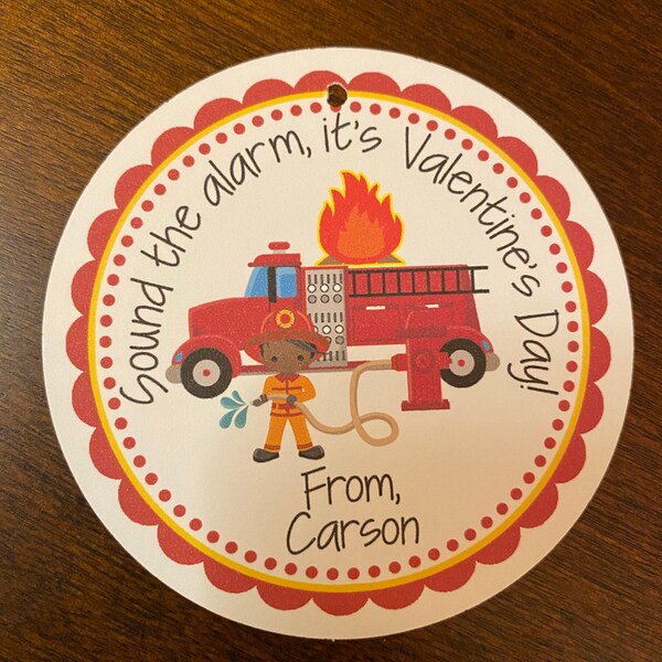 Fire Truck Valentine, Fireman Valentine, Firefighter, Valentine ...