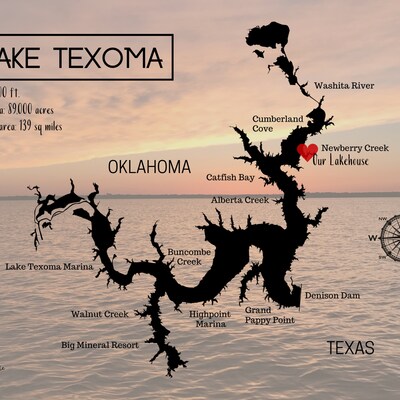 Lake Texoma Map Shape Instant Download EPS SVG DXF Lake Texoma Digital ...
