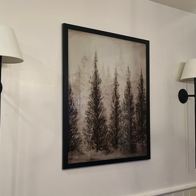 Framed Modern Pine Tree Art Print, Framed Abstract Pines Sketch, Framed ...