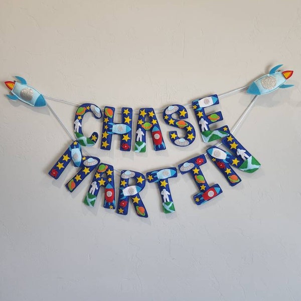 Felt Space Name Garland, Rocket Ship Nursery Decor - Etsy