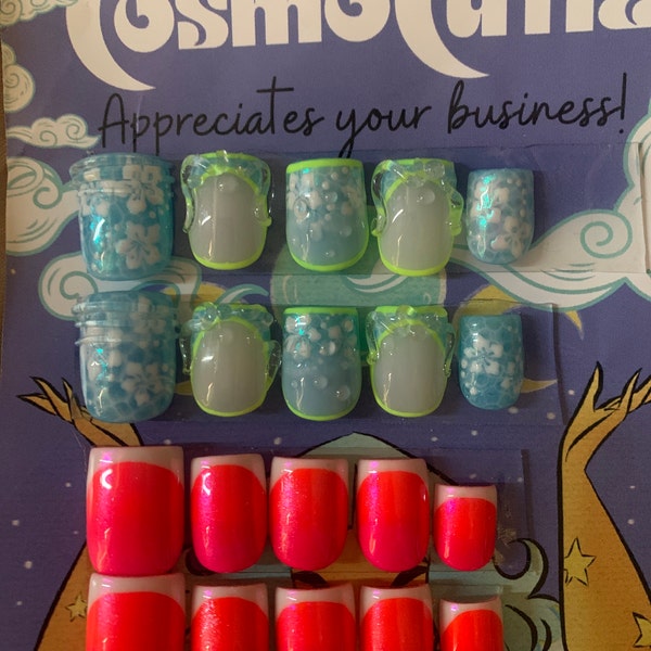 Red and Black Lady Luck Press on Nails, Reusable Press on Nails, Poker ...