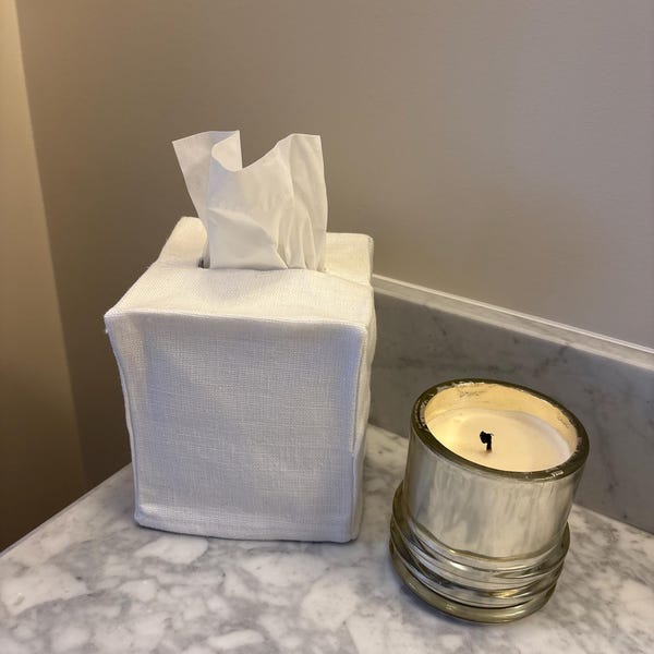 Linen Tissue Box Cover 100% Woven Linen With Cotton Muslin Lining ...