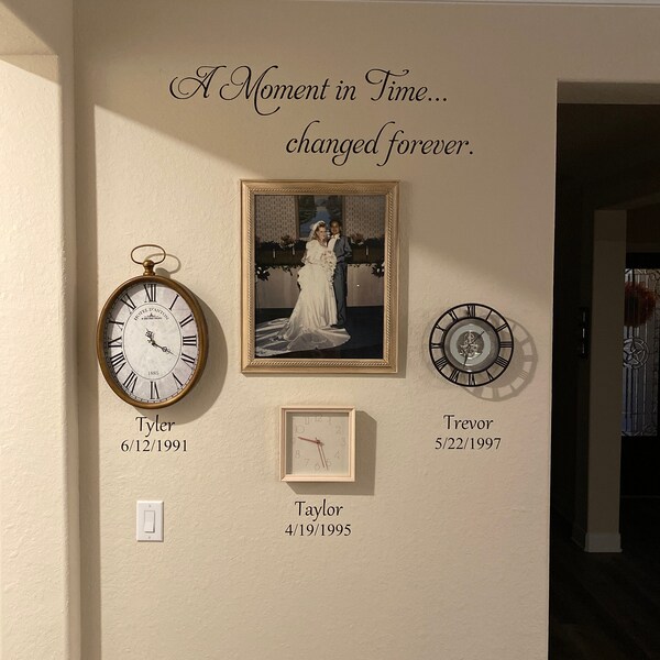 A Moment in Time Changed Forever Birth Dates Vinyl Decal Wall Art ...