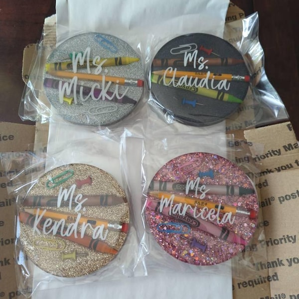 Personalized Teacher Appreciation Resin Coaster Custom Teachers Gift ...