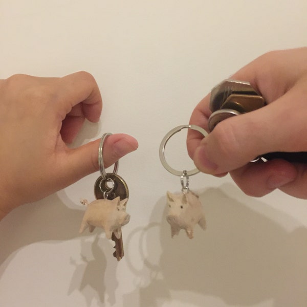 Handmade Wooden Little Pig Keyring Key Fob Unique Gift Wedding Animal ...