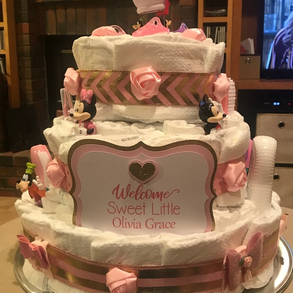 Welcome Baby Girl Tag-diaper Cake Sign-baby Girl Centerpiece-its A Girl ...