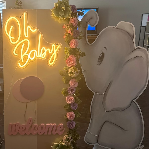 H4364 Pink Bow Coroplast Party Panel Props Decorations NO STAND ...