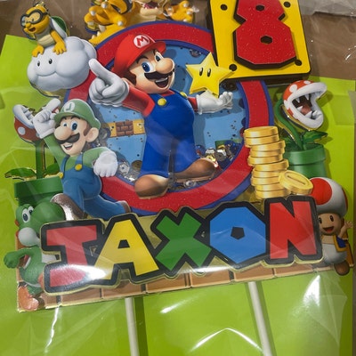 Super Mario Cake Topper, Mario Cake Topper Shaker With LED Lights ...