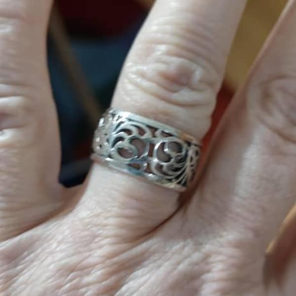 Norwegian Rosemaling Ring - 925 Sterling Silver- Folk Floral Filigree ...