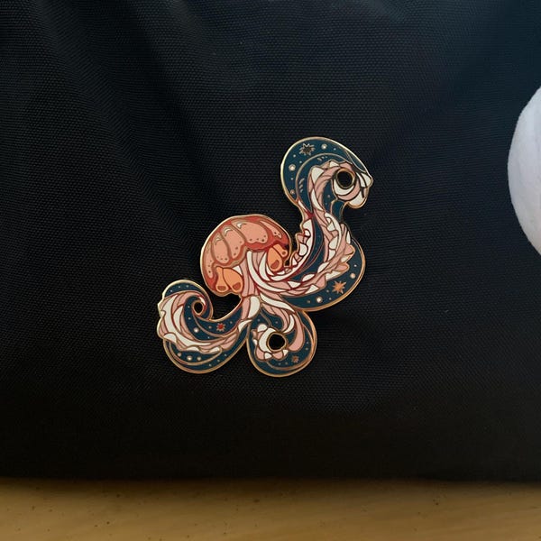 Crescent Moon Jellyfish Enamel Pin - Etsy