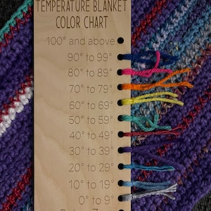 Temperature Blanket Color Chart, Reusable Wood Card, Crochet Blanket ...