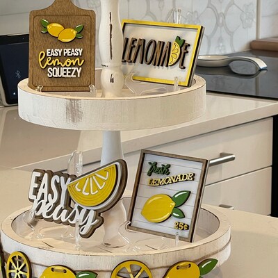Lemon Tiered Tray Set Lemonade Tiered Tray Squeeze the Day Set of 7 DIY ...