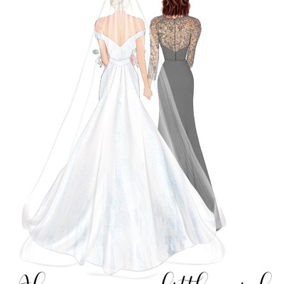 Mother of the Bride Illustration, Wedding Parent Print, Customized ...