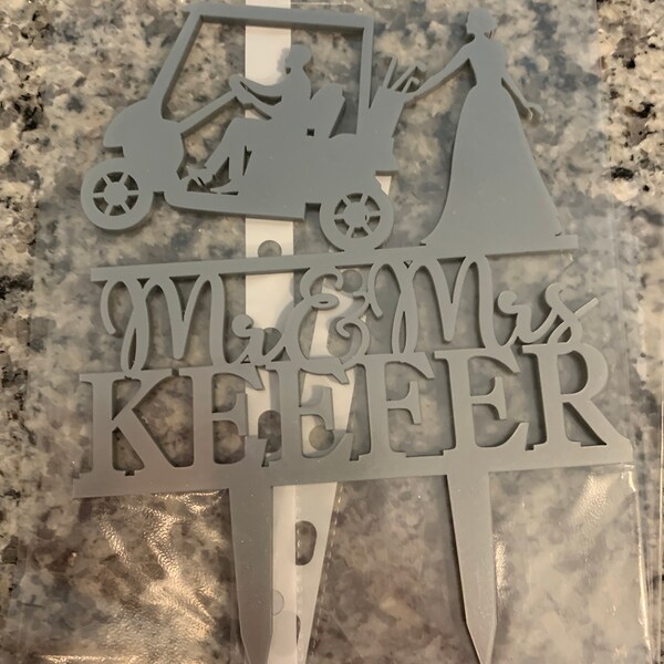 Golf Wedding Cake Topper, Wedding Cake Topper, Golfing Couple Cake ...