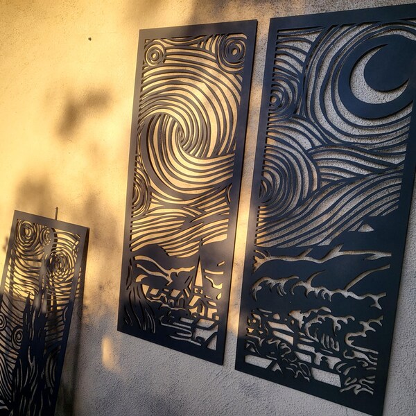 Van Gogh Starry Night Metal Wall Art - Elegant Home Decor - Unique ...