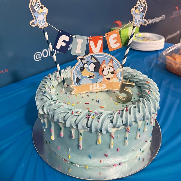 Blue Dog Cake Topper - Blue Dog Bunting Cake Topper - Blue Dog Birthday ...