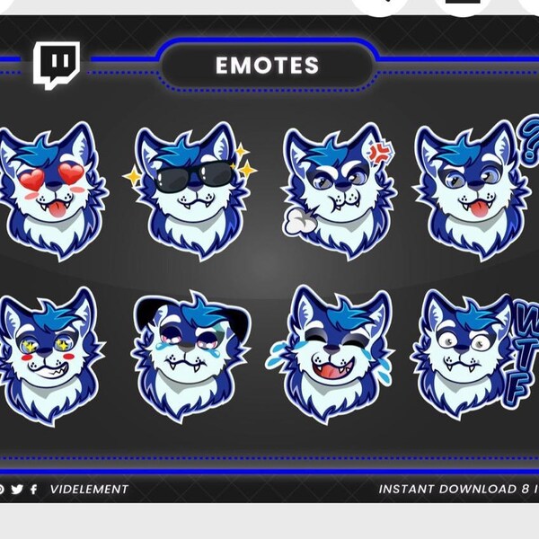 Wolf Emotes | Twitch Emote, Discord Emote, Text Emote, Animal Emote ...