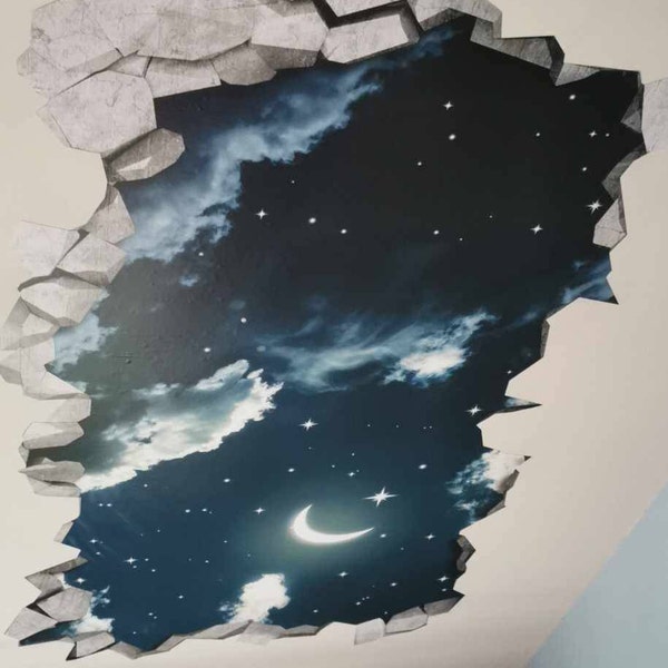 Night Sky 3D Effect Ceiling - 3d Wallpaper - 3d Wall Decals - 3d ...