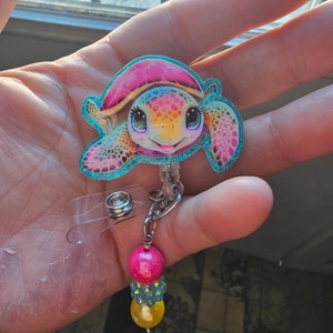 Turtle Badge Reel, Sea Turtle Badge, Beaded Badge, Badge Reel for Nurse ...