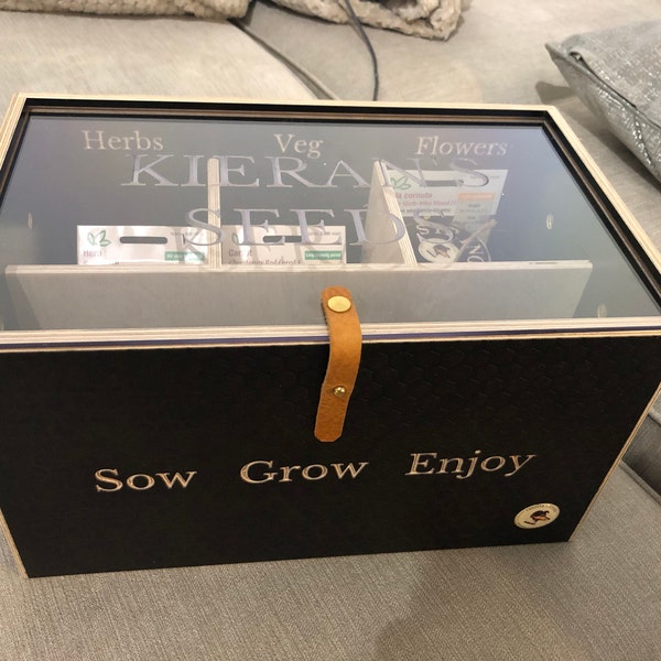 Seed Box, Seed Packet Storage Box, Wooden Seed Organiser, Seed Gift Box ...
