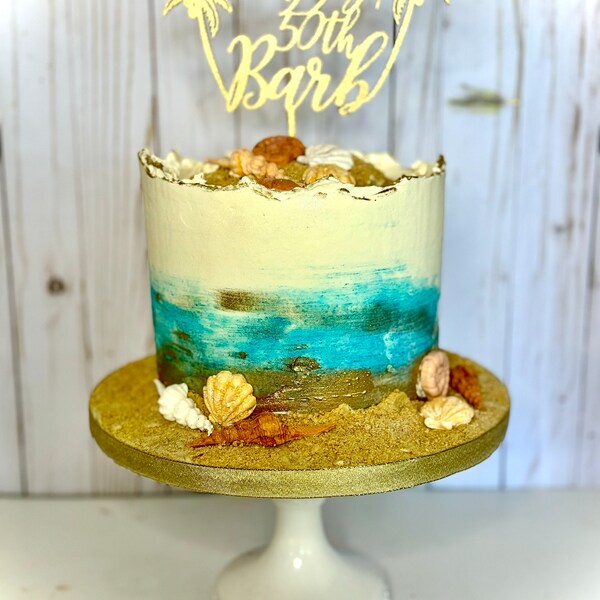 Beach Wedding Cake Topper, Custom Mr and Mrs Cake Topper, Tropical ...