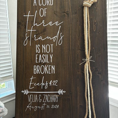 Round Unity Ceremony Sign, A Cord of Three Strands Wedding Sign, 3 ...