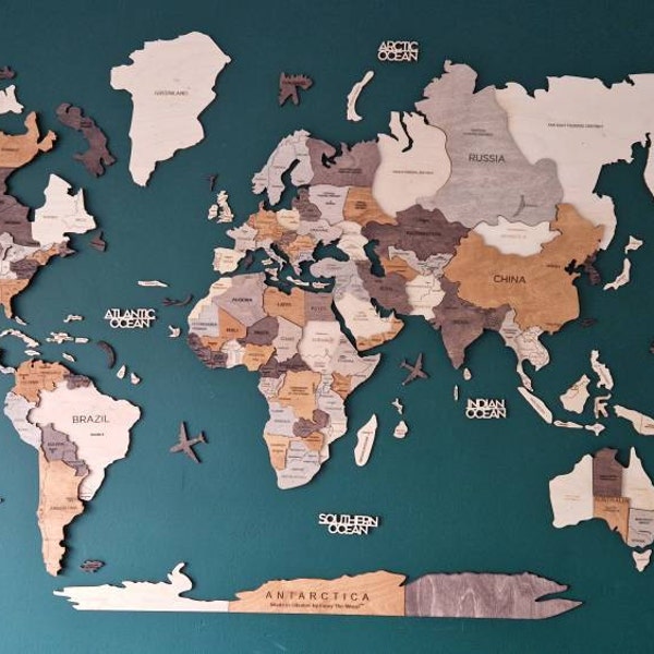 3D Wooden World Map, Panel Wall Art, Push Pin Map on Board, Home Decor, Travel Decor, 5th ...