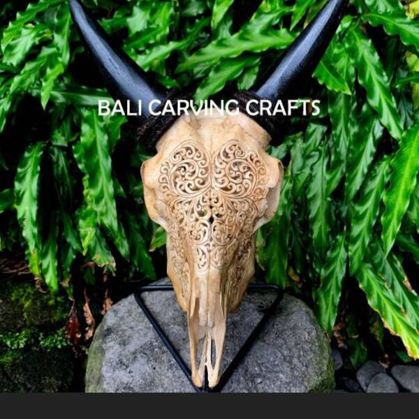 Goat Skull Carved, Original Goat Skull Carving, Rose Flower - Etsy