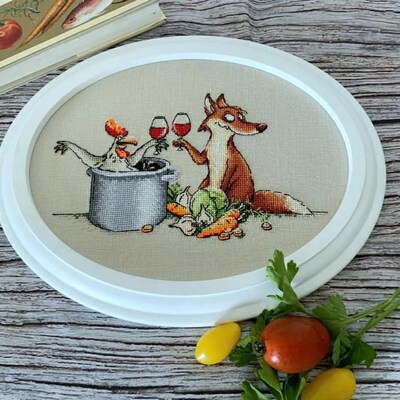 Fox With Chicken Cross Stitch Pattern Fox Dinner Cross Stitch - Etsy