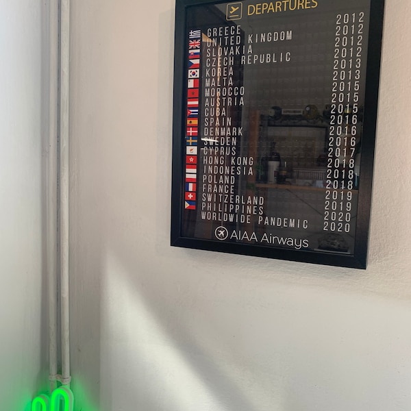 Airport Flight Board With Flags, Printed Version - Frame Not Included ...