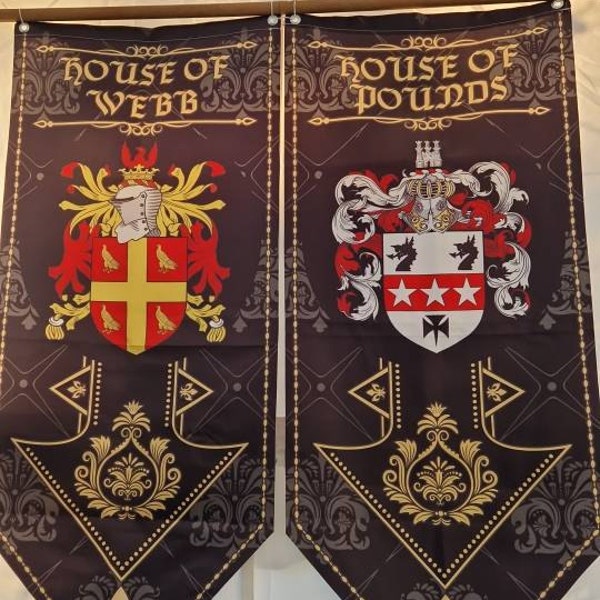 Customizable Medieval Style Family Pennants | Personalized Swallowtail ...