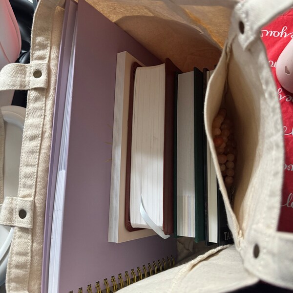 Personalized Floral Boho Cross- Embroidered Tote Bag, Book Bag, Library ...