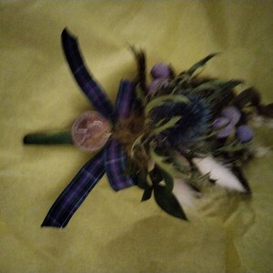 Scottish Themed Boutonnière, Thistle and Red Tartan Buttonhole ...