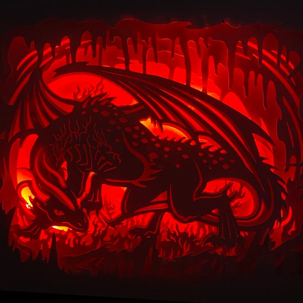 3d Dragon Silhouette, Shadow Box Templates, Paper Cut, Files for Cricut ...