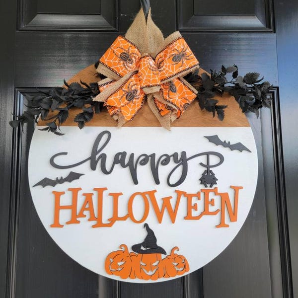 Halloween Door Hanger | Halloween Wreath | Happy Halloween Front Door ...