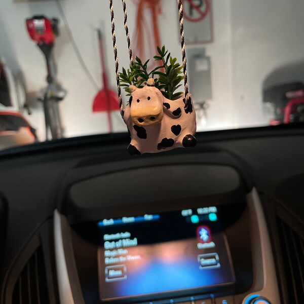 Cow Rear View Mirror Mini Planter Small Pot With Faux Plant for Car ...