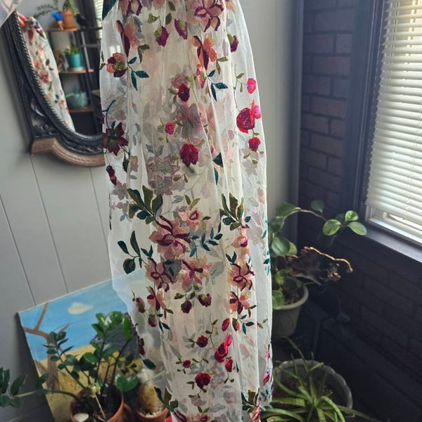 Black Wedding Veil, Black Veil, Embroidered Floral Veil, Enchanted ...