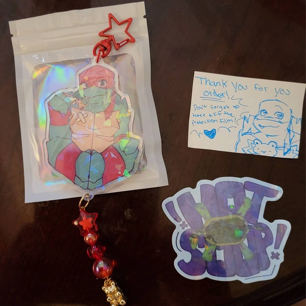 Raph ROTTMNT Keychain With Beads - Etsy