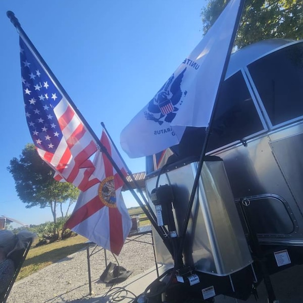Camper Triple Flag Pole Mount - RV Flag Holder - Freedom Jack - Etsy