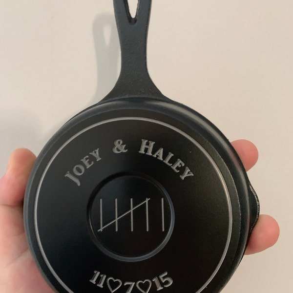 5 Inch Engraved Cast Iron Skillet - Custom Anniversary, Decorative - Etsy