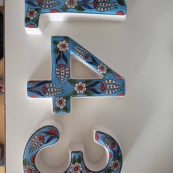 Ceramic House Numbers for Door – Handmade Turkish Ceramic Tile, No ...